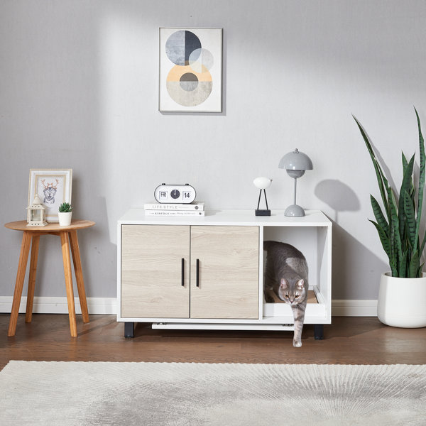 Tucker Murphy Pet™ 32'' White Hidden Cat Litter Box Furniture ...