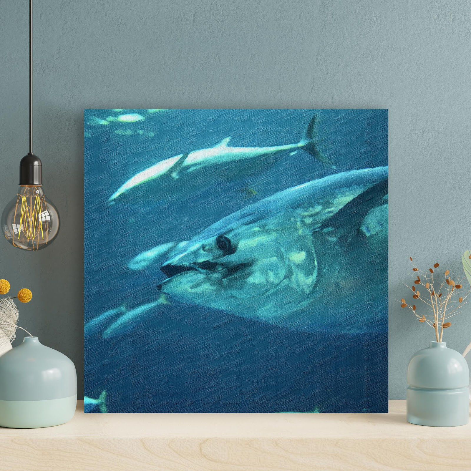 Rosecliff Heights Gray Tuna Fish - 1 Piece Square Graphic Art Print On ...