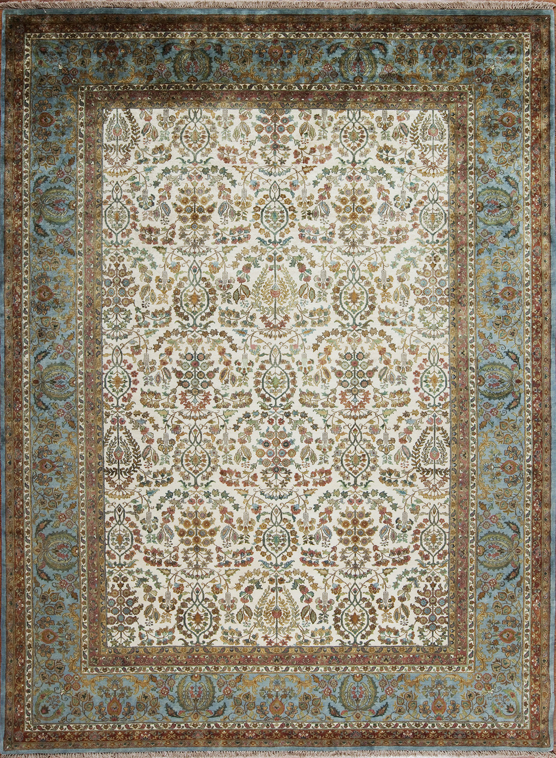 Samad Rugs Golden Age Oriental Hand Knotted Wool Ivory/Blue Area Rug ...