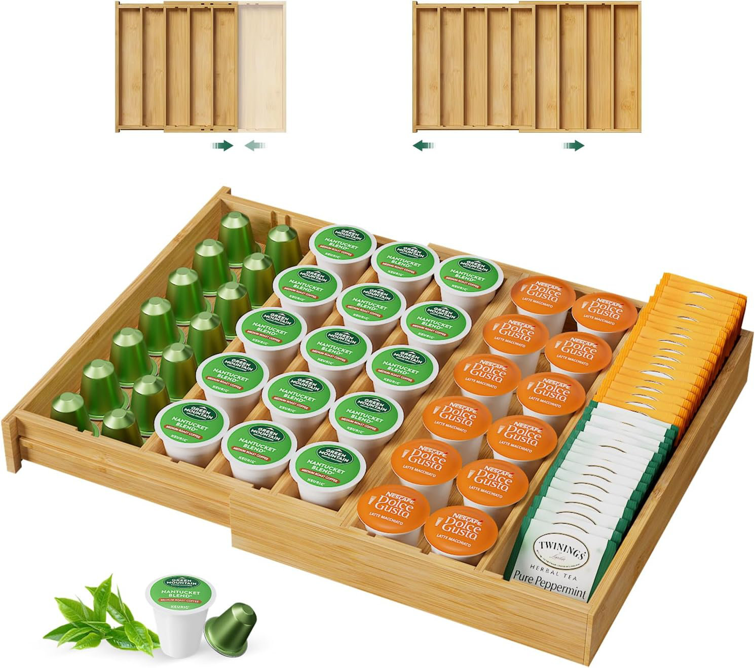 Elaine Mercure Bamboo Coffee Pod K Cup Holder Organizer For Drawer ...