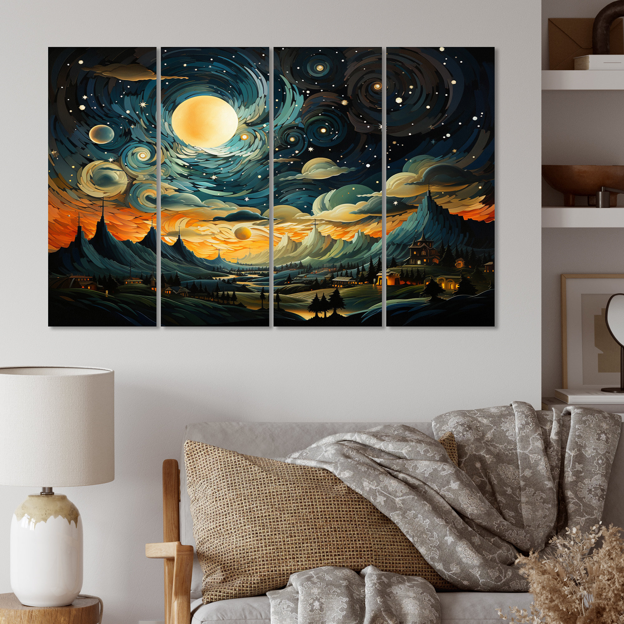 Millwood Pines Orange Blue Sky Celestial Symphony Collage II - Abstract ...