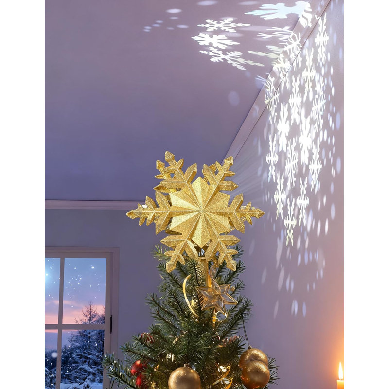 The Holiday Aisle® Christmas Tree Topper Lighted with Snowflake ...