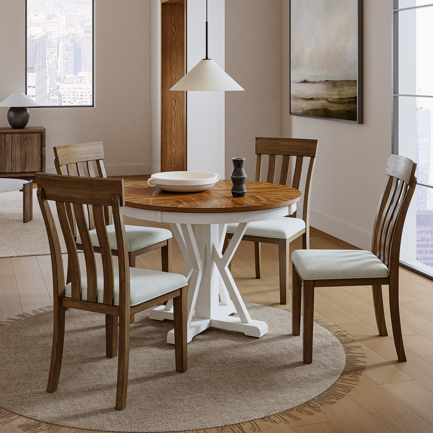 August Grove® Christabell Farmhouse Solid Wood 5 Piece Dining Sets ...