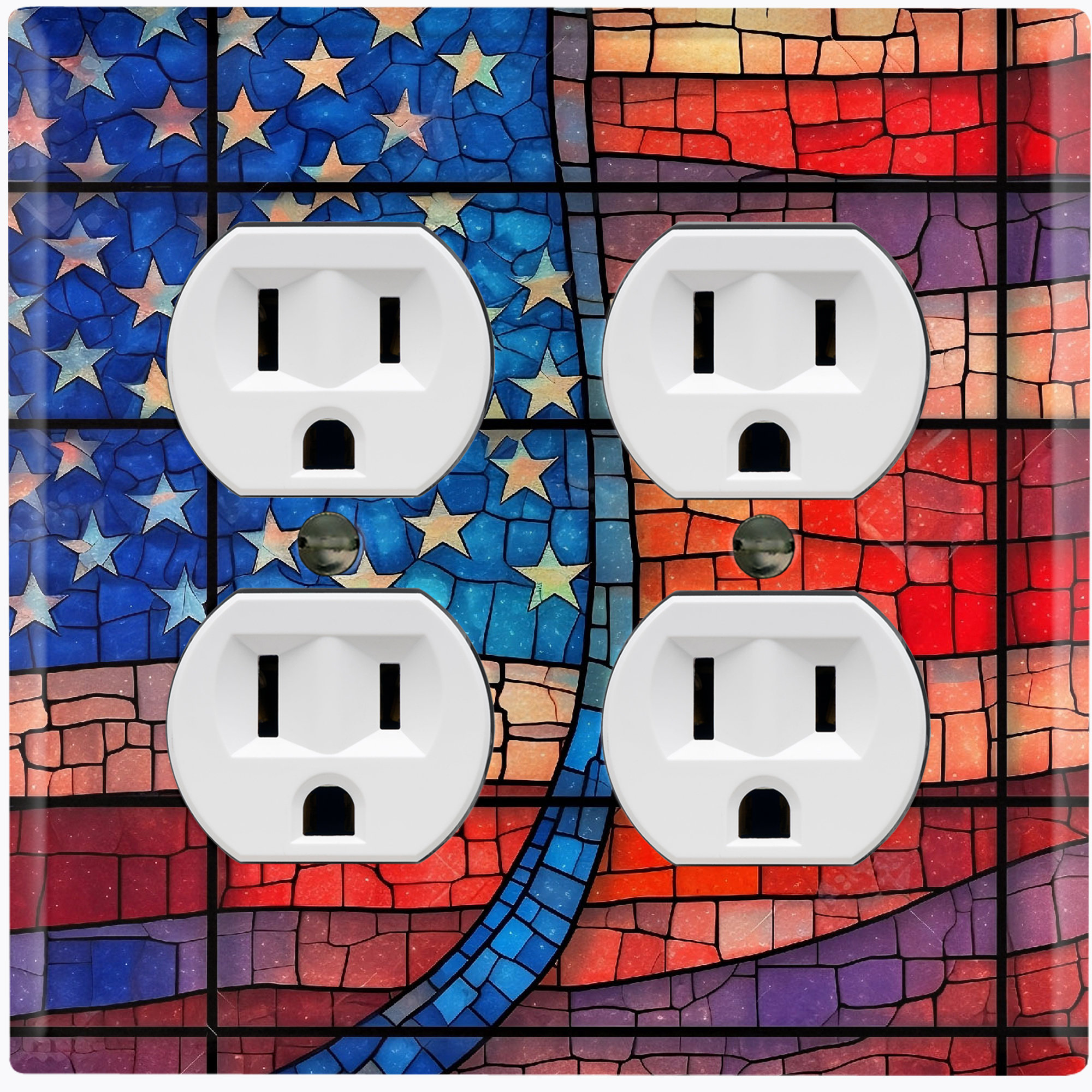 WorldAcc United States Flag Tile Glass Print USA Themed 2 - Gang Duplex ...