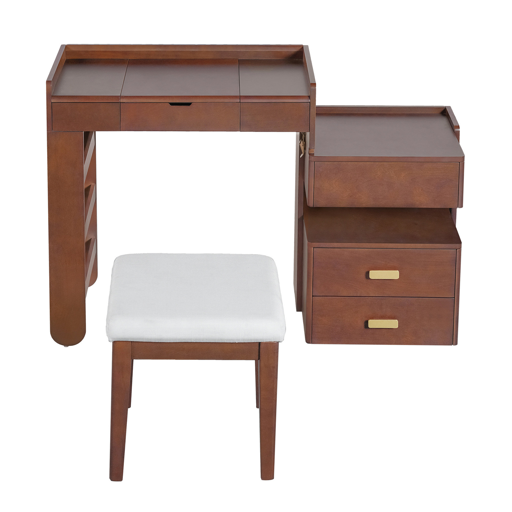 George Oliver 3-In-1 Makeup Vanity Desk With Flip-Top Mirror - Wayfair ...