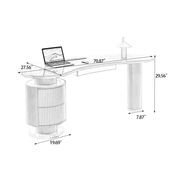 Groove Interior Crystal-cream Curved Sintered Stone+Manufactured Wood ...