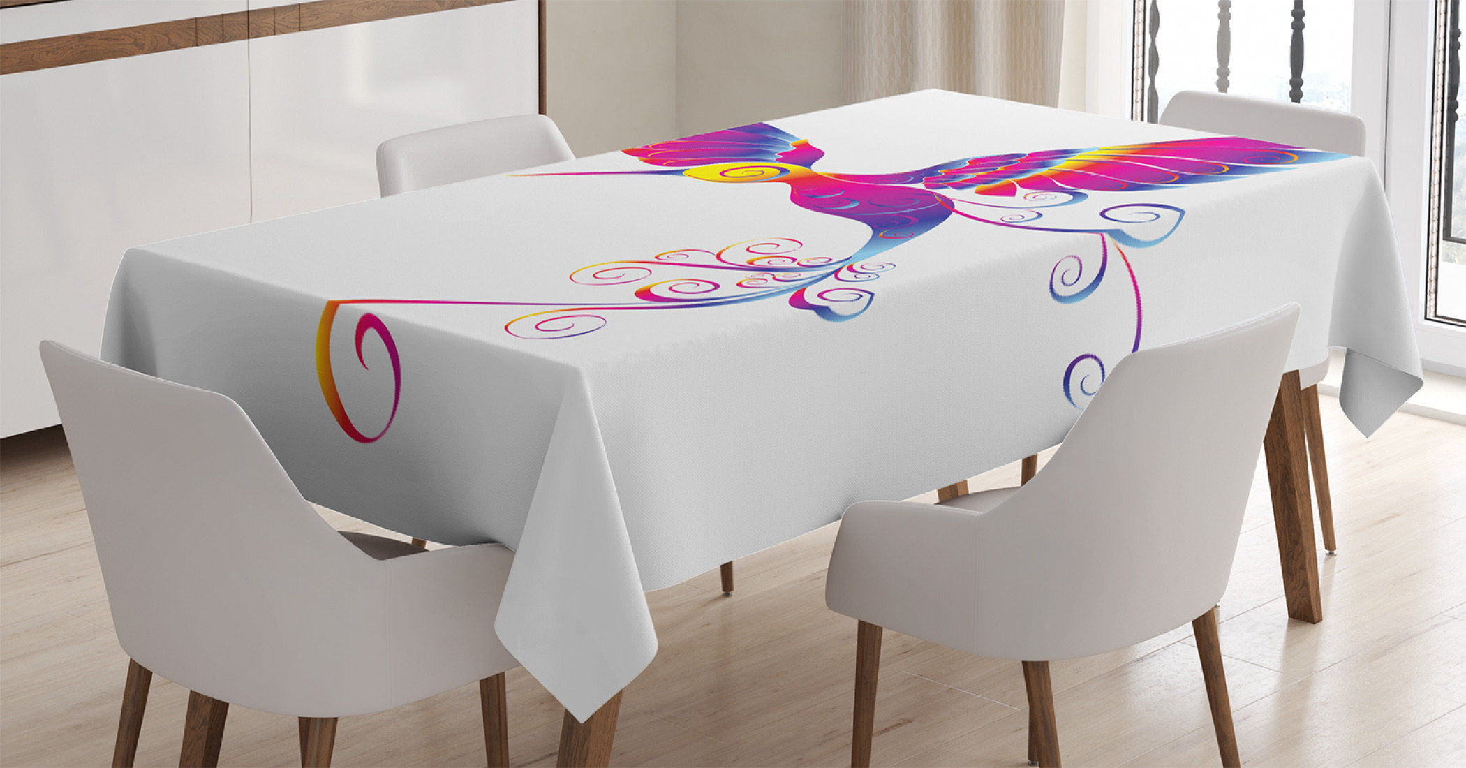 East Urban Home Ambesonne Hummingbirds Tablecloth, Colorful Feather ...