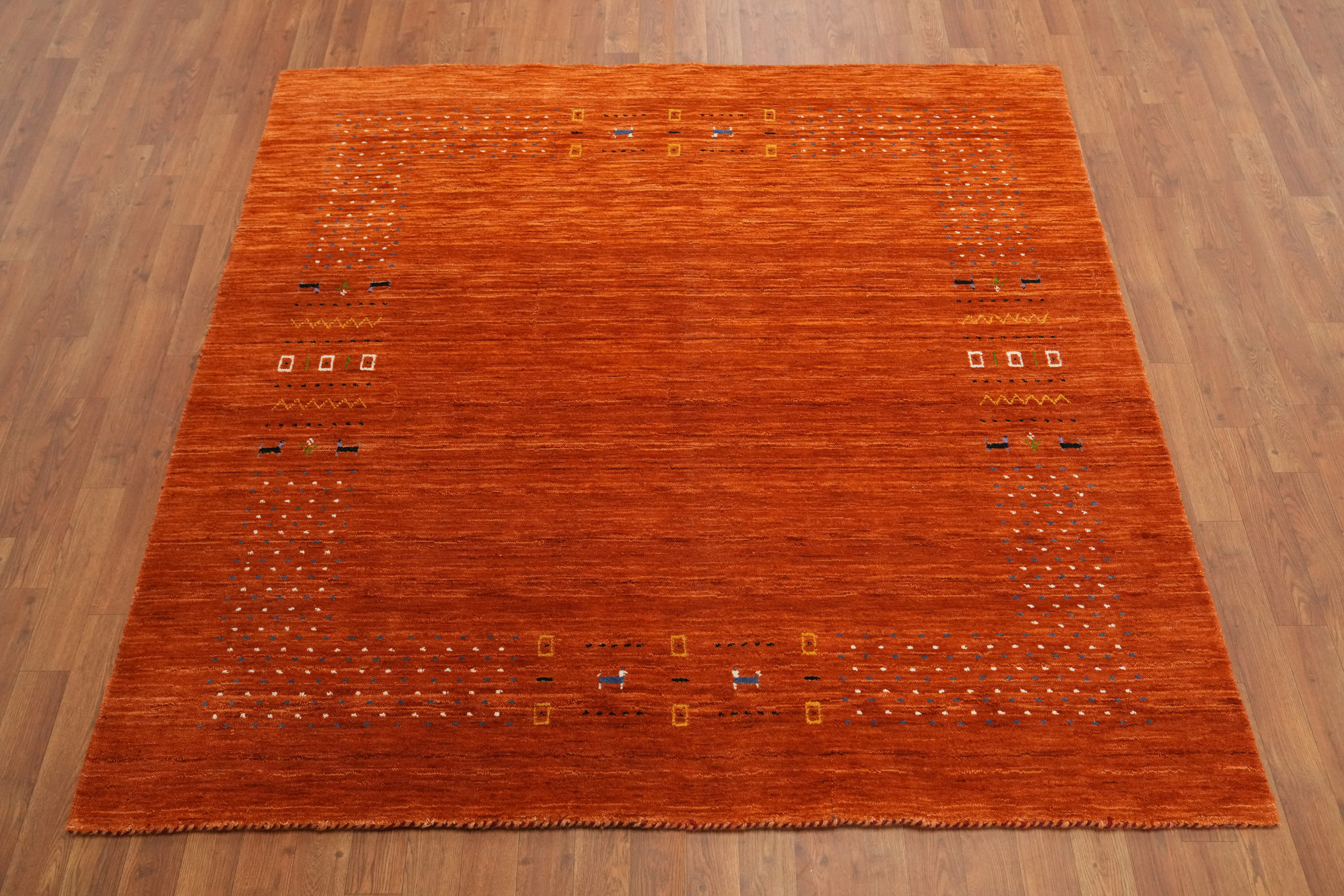 Foundry Select Square Orange Gabbeh Style Area Rug 6x6 | Wayfair