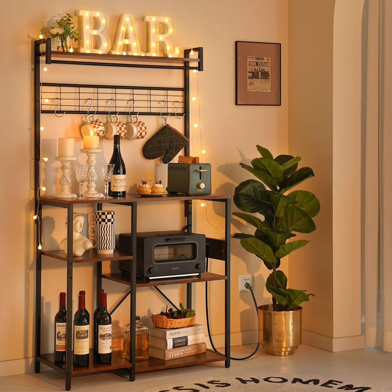 17 Stories Beonica 32.2'' Metal Standard Baker's Rack with Microwave ...