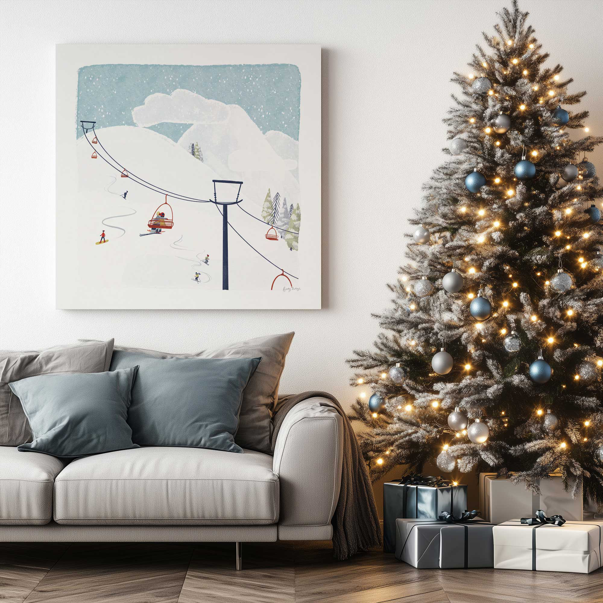 The Holiday Aisle® Winter Ski Lift Adventure Print on Rolled Canvas ...