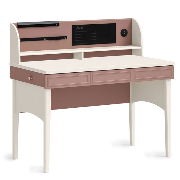 Gemma Violet Crim Study Desk with Hutch, LED Light, Chalkboard, USB ...