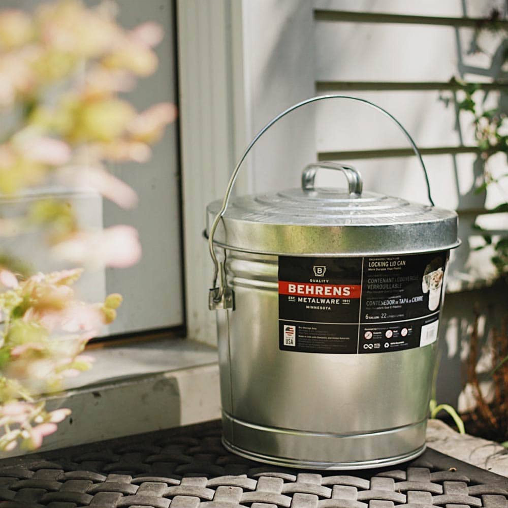 17 Stories Behrens 6 Gallon Galvanized Steel Storage Can with Locking ...