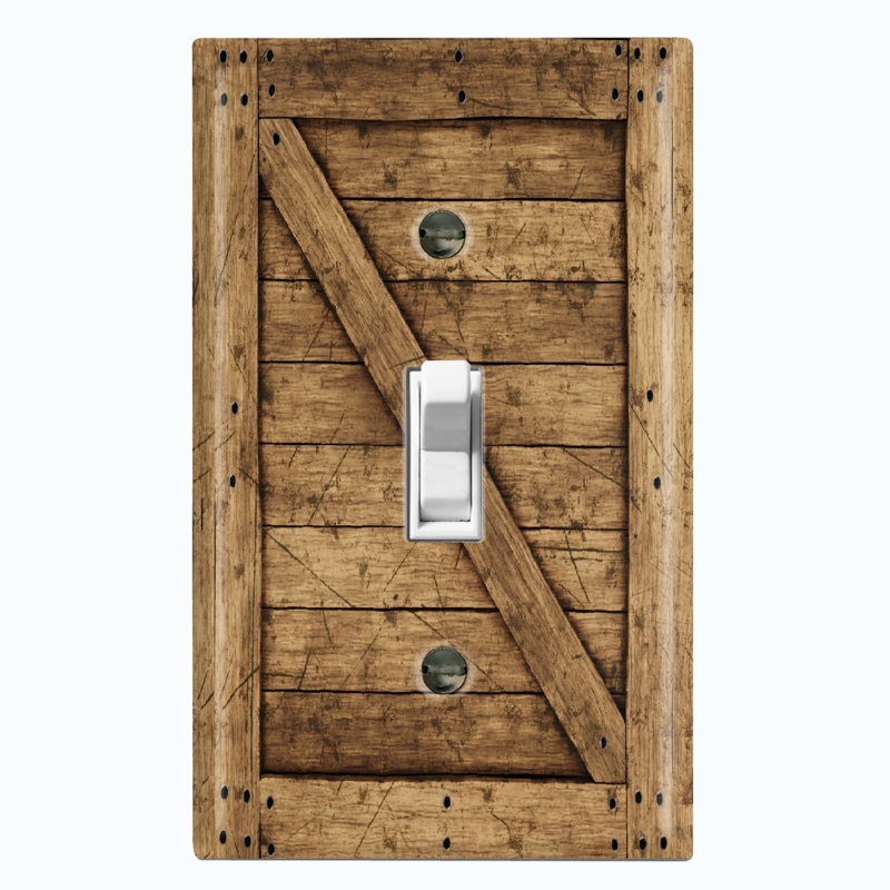 WorldAcc Biege Fence Barn Door Nature Themed 1 - Gang Toggle Light ...
