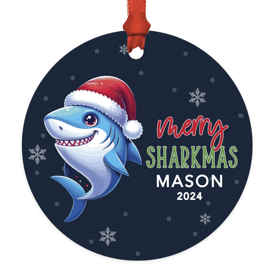 Breakwater Bay Custom Metal Shark Christmas Ornament 20XX Merry ...