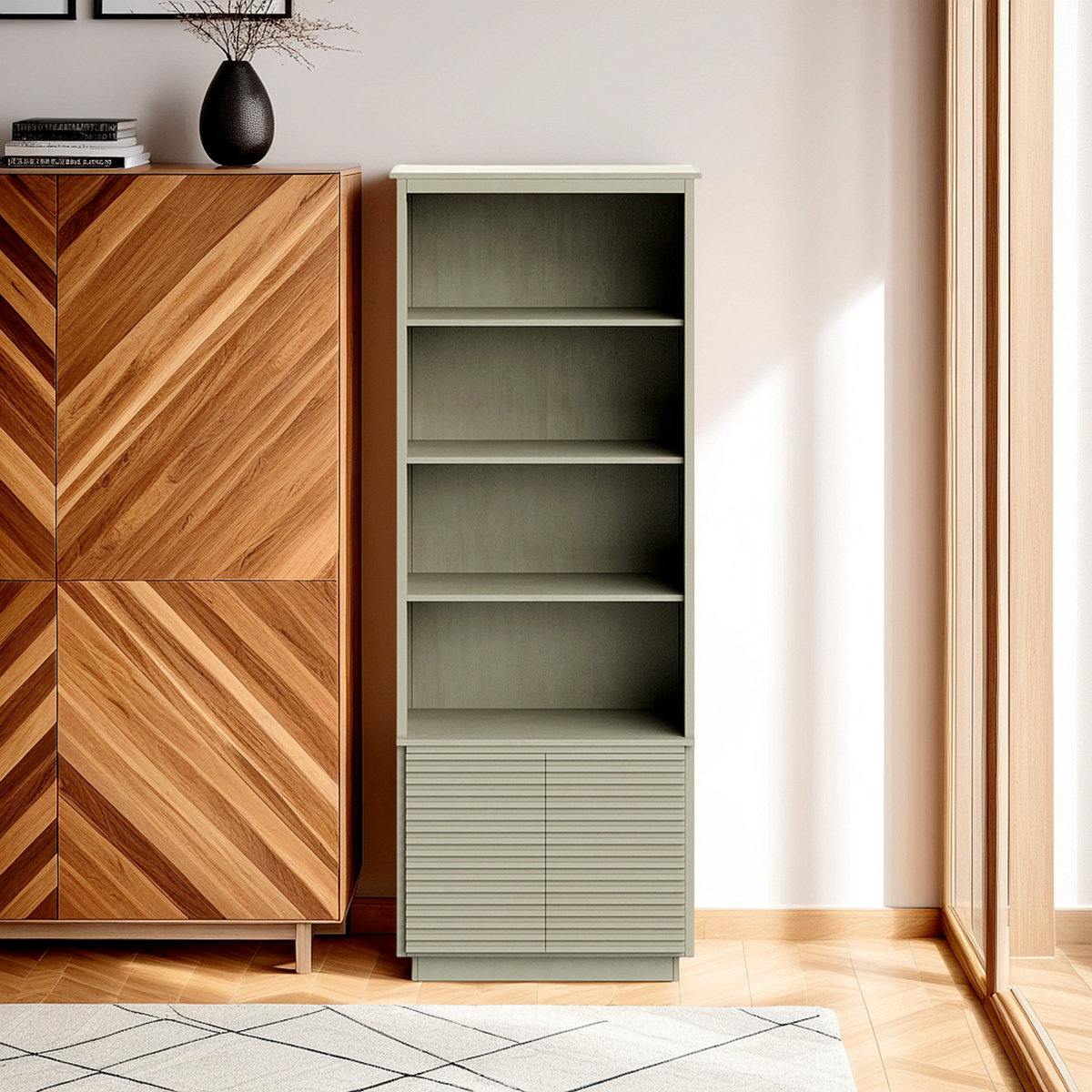 Hokku Designs 84 Inch Tall Bookcase, No Assembly Required Finish ...