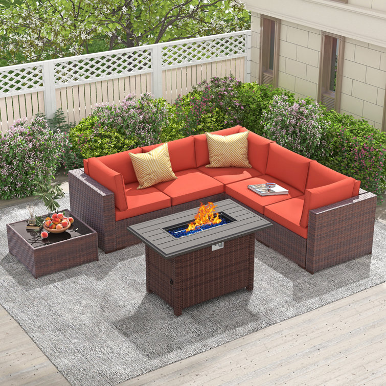 Wade Logan® Caydin 5 - Person Outdoor Seating Group with Cushions ...