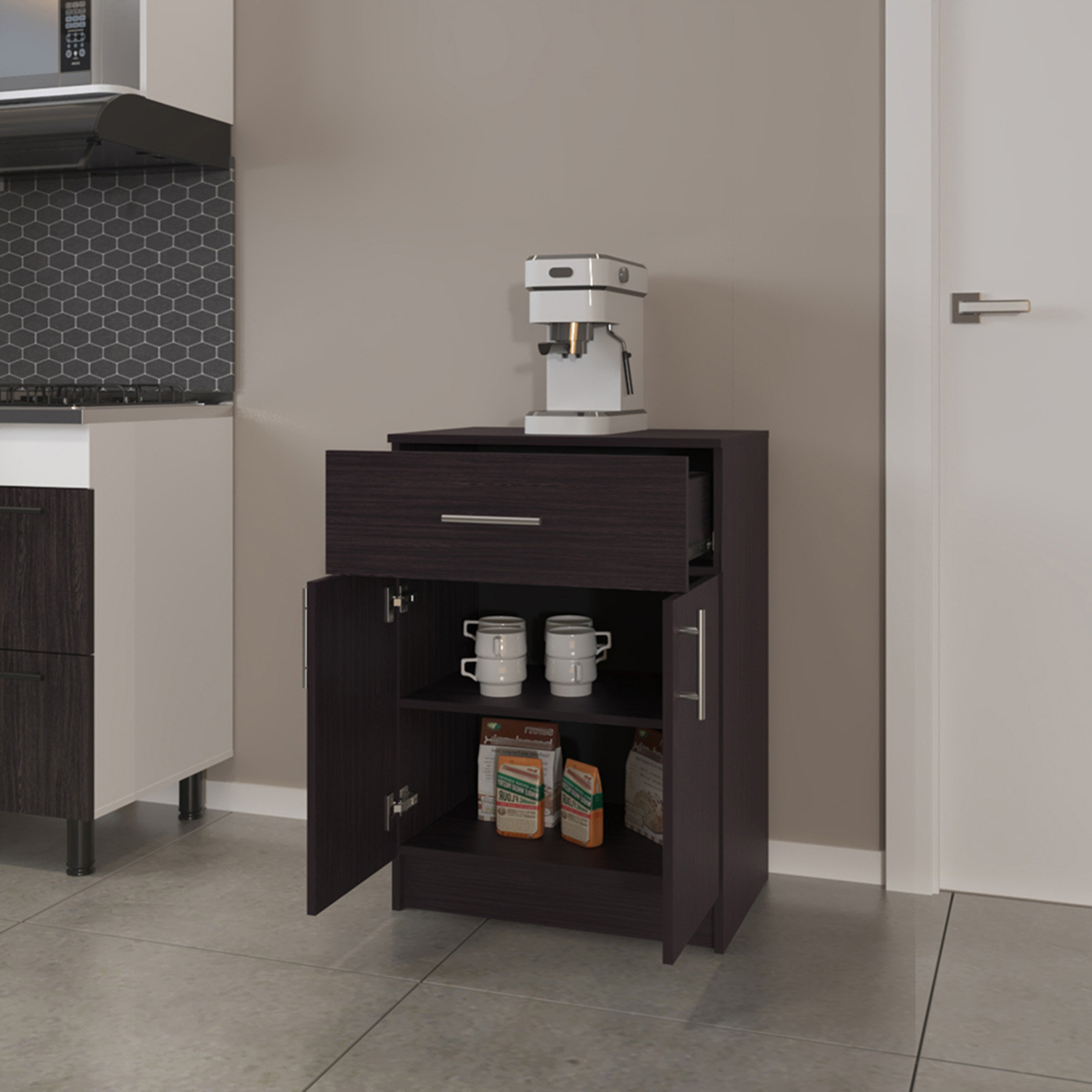 Wrought Studio™ Coffee Cart Netal, Black | Wayfair