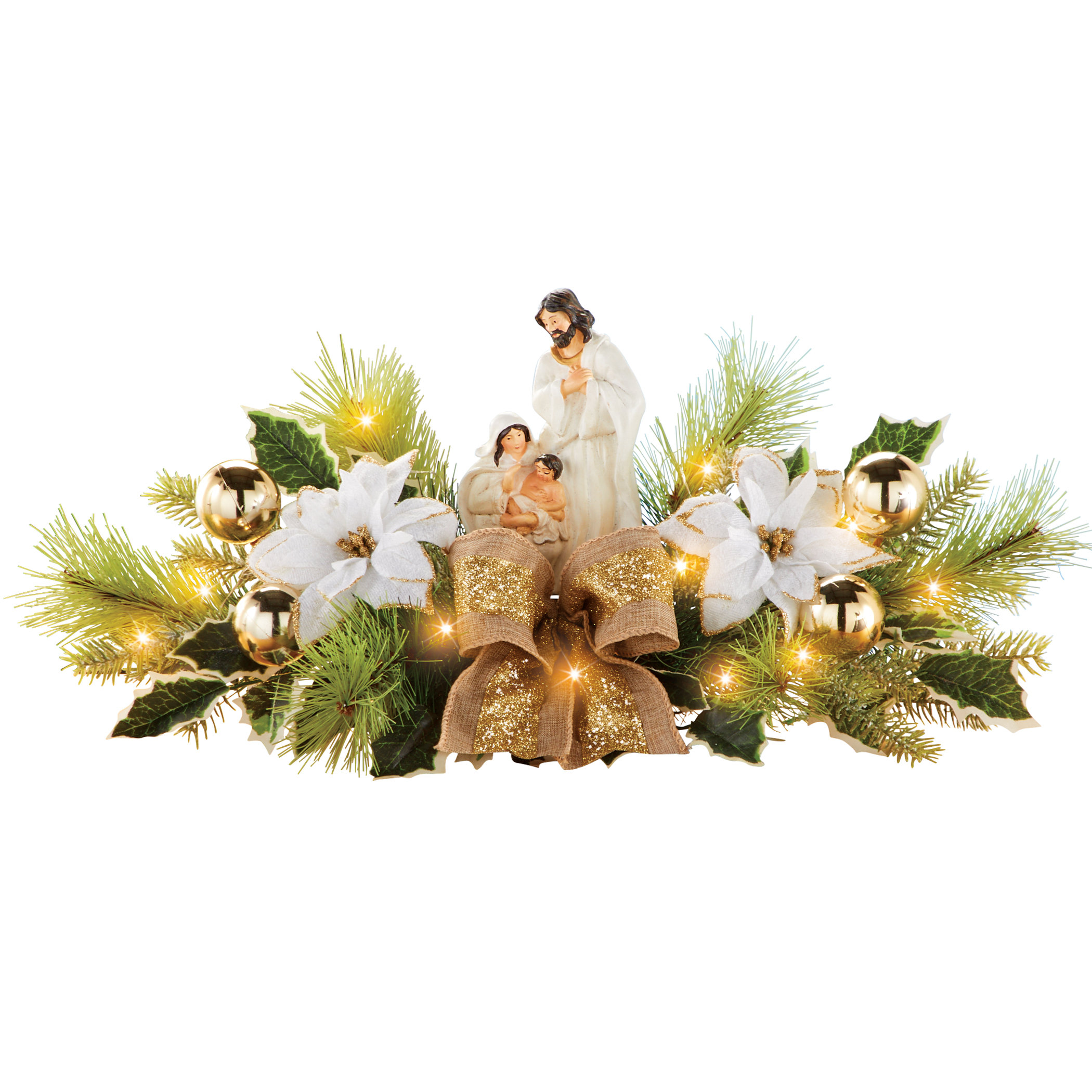 The Holiday Aisle® Lighted Nativity Floral Centerpiece & Reviews | Wayfair