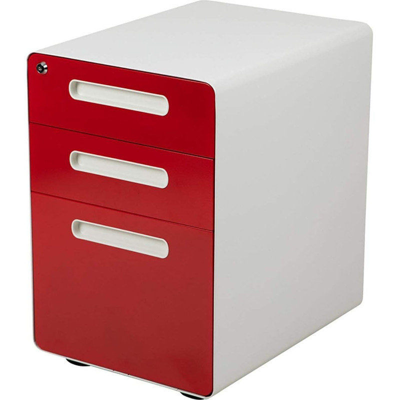 Latitude Run® Rectangular Ergonomic 3-Drawer Mobile Locking Filing ...