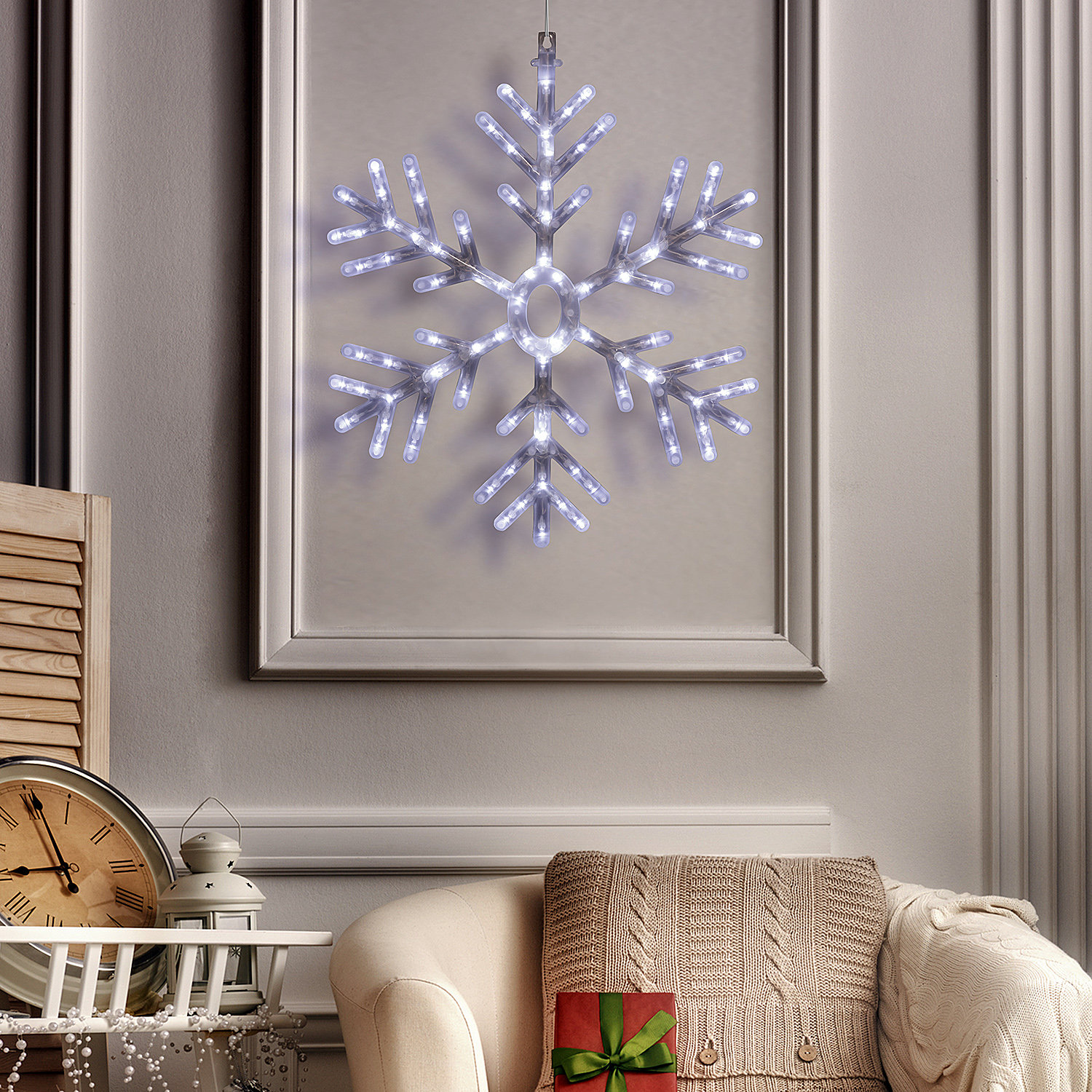 The Holiday Aisle® Large Snowflake Decoration with Blue and White ...