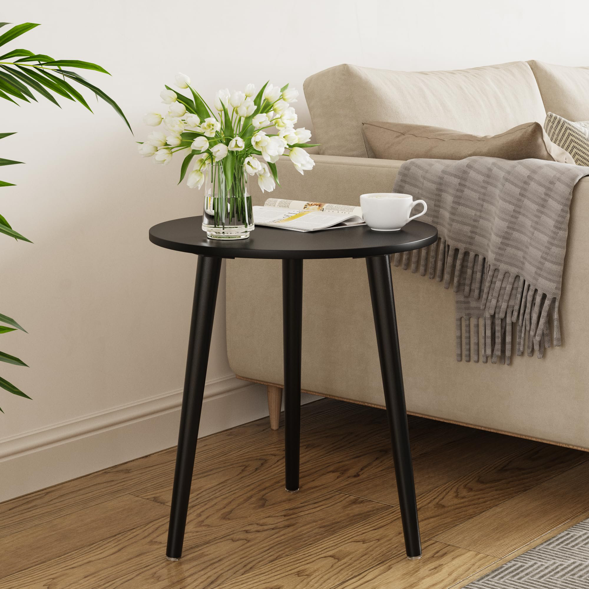 George Oliver Black Round Side Table, Black End Table For Small Spaces ...