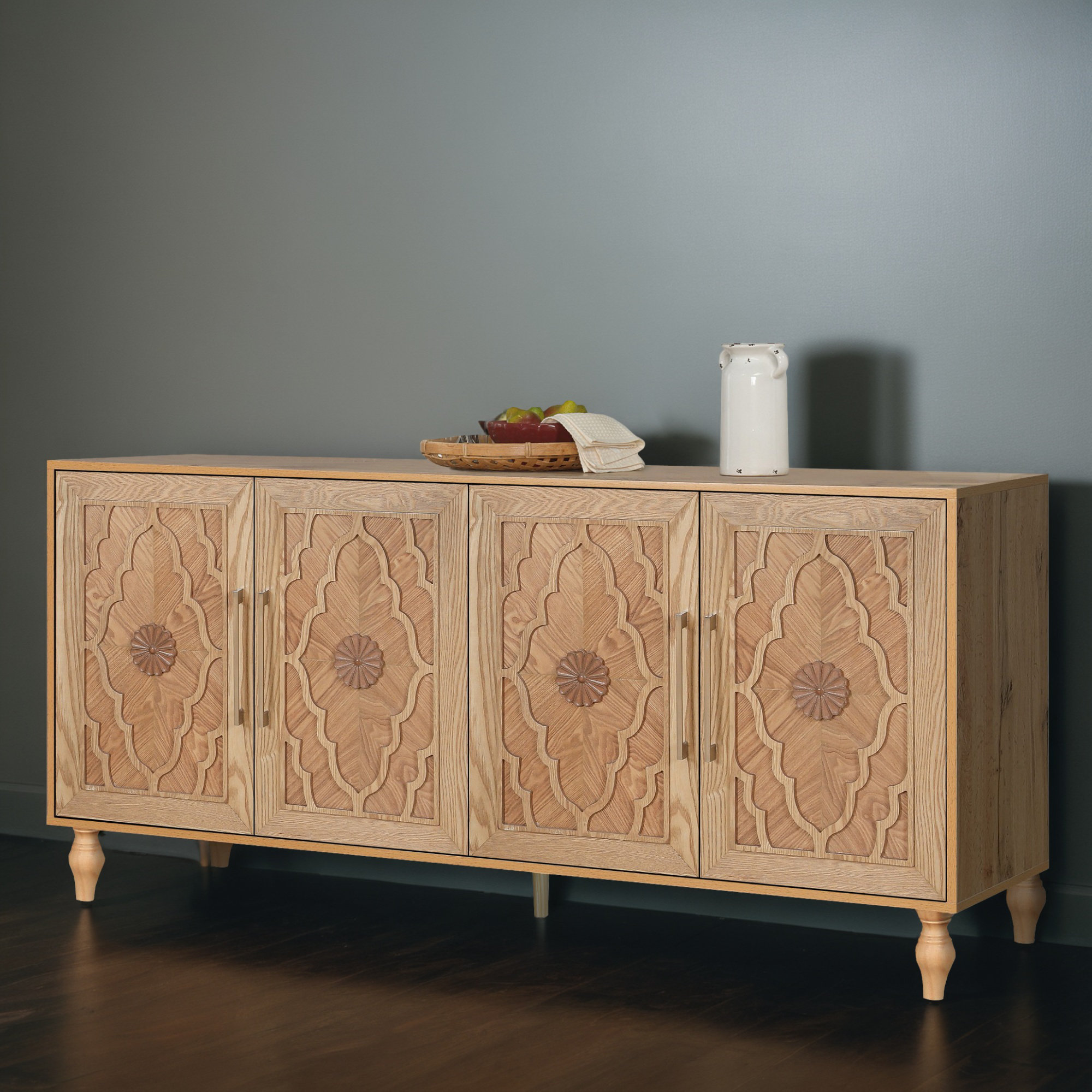 Alcott Hill 63" Kitchen Storage Sideboard Buffet Cabinet Console Table ...