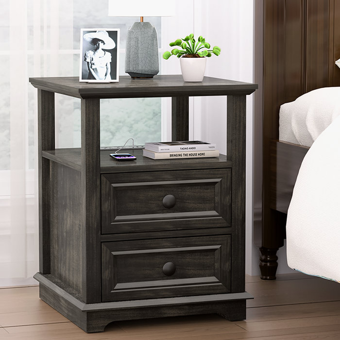 Rosalind Wheeler Bijal Tray Top Frame 2 - Drawer End Table and Built-In ...