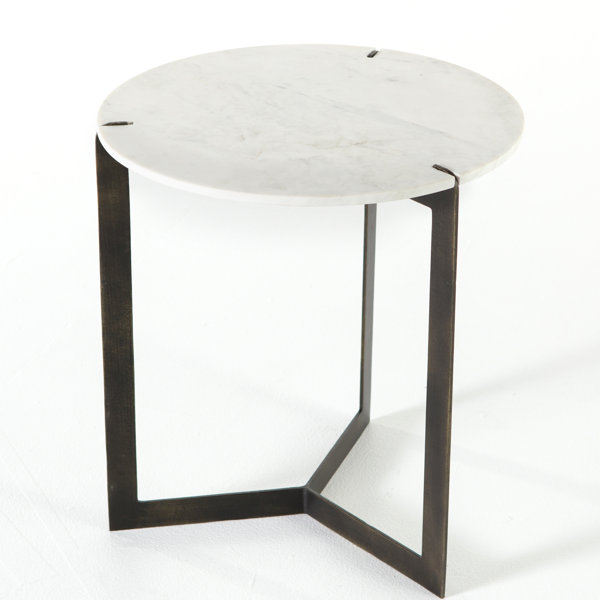 Four Hands Kiva Marble Top Cross Legs End Table & Reviews | Perigold
