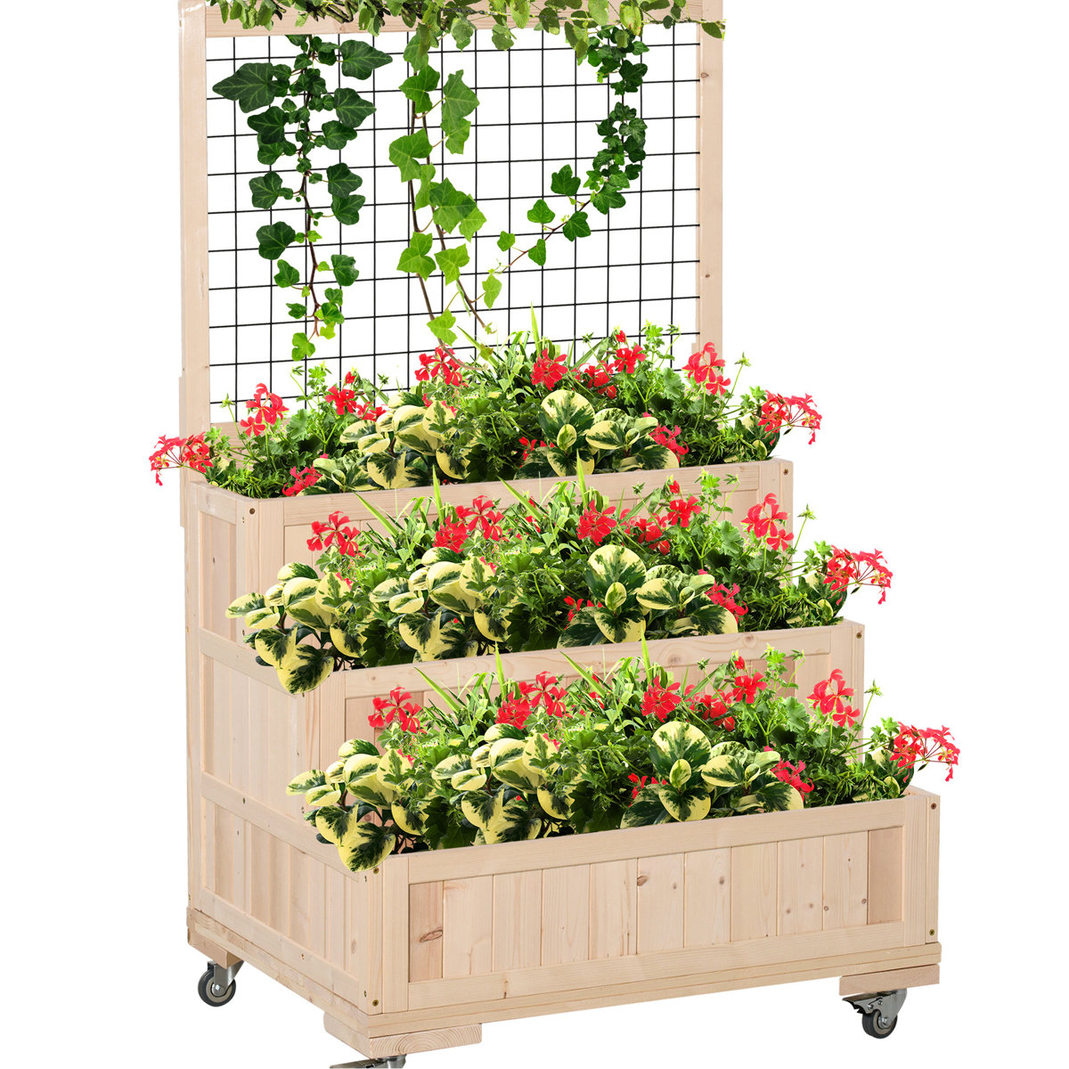 Latitude Run® 51.75" H Raised Garden Bed With Trellis - 3 Planter For ...
