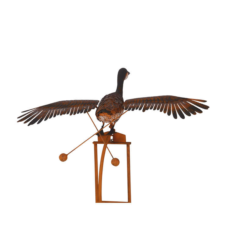 Arlmont & Co. Kressler Large Rustic Metal Goose Rocking Balancer Garden ...