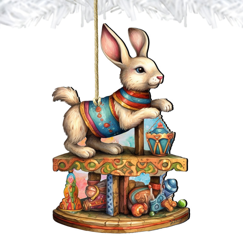 Designocracy Carousel Bunny with Toys Wooden Ornament by G. Debrekht ...