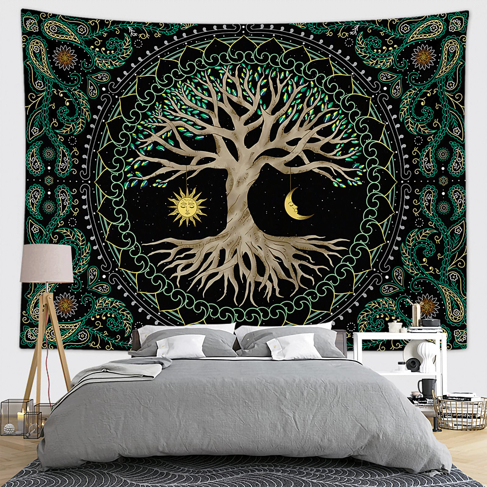PET SUPPLY PLUS INC Tree Of Life Tapestry Wall Hanging Aesthetic Sun And Moon Tapestry With ...