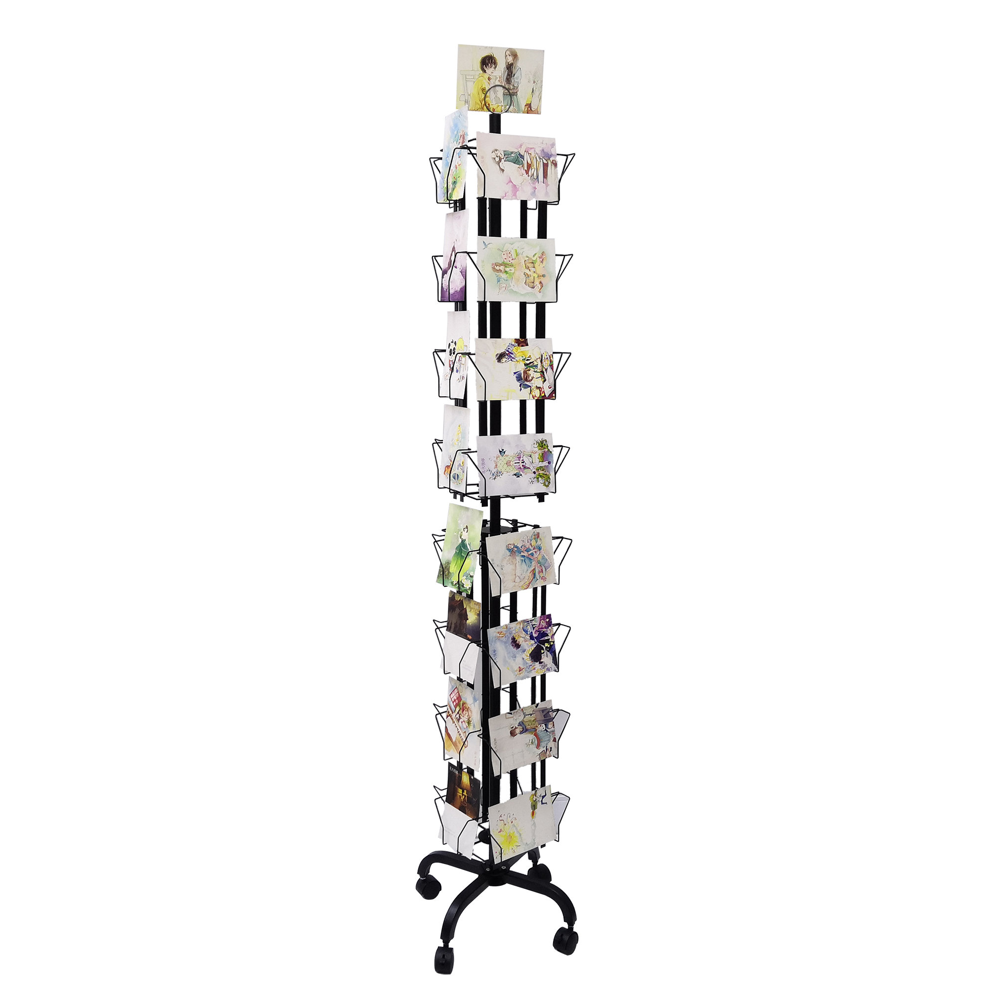 FixtureDisplays 32 Adjustable Pockets Display Rack Double Tier Greeting ...