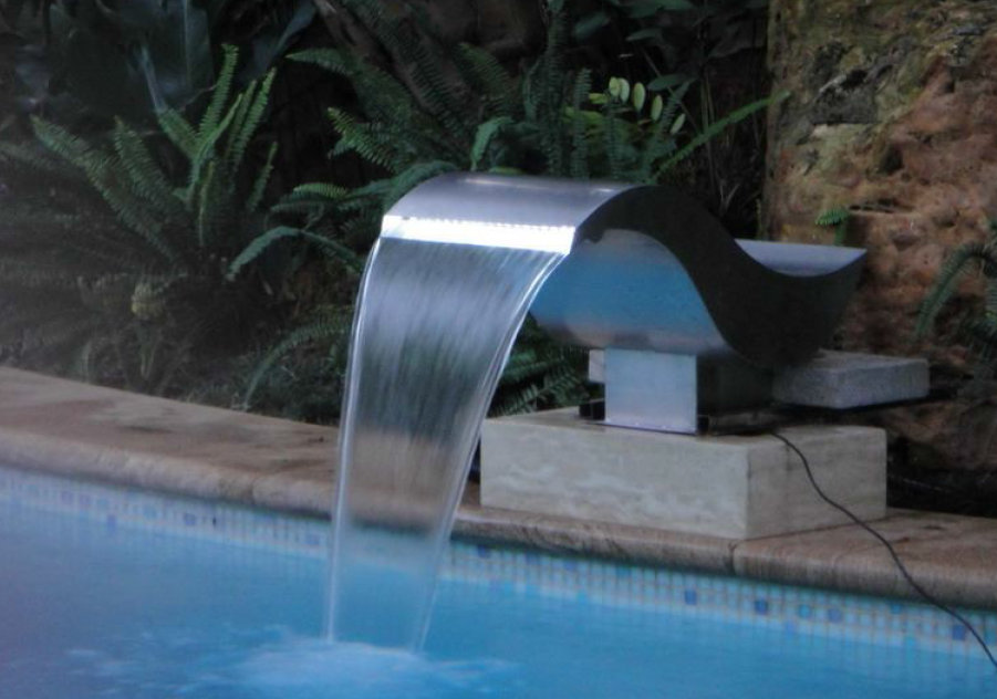 Marquis Gardens Orca Stainless Steel Pool Water Feature with Light ...