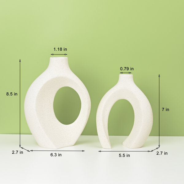 Ivy Bronx Christiam 2 Piece Handmade Ceramic Table Vase & Reviews | Wayfair