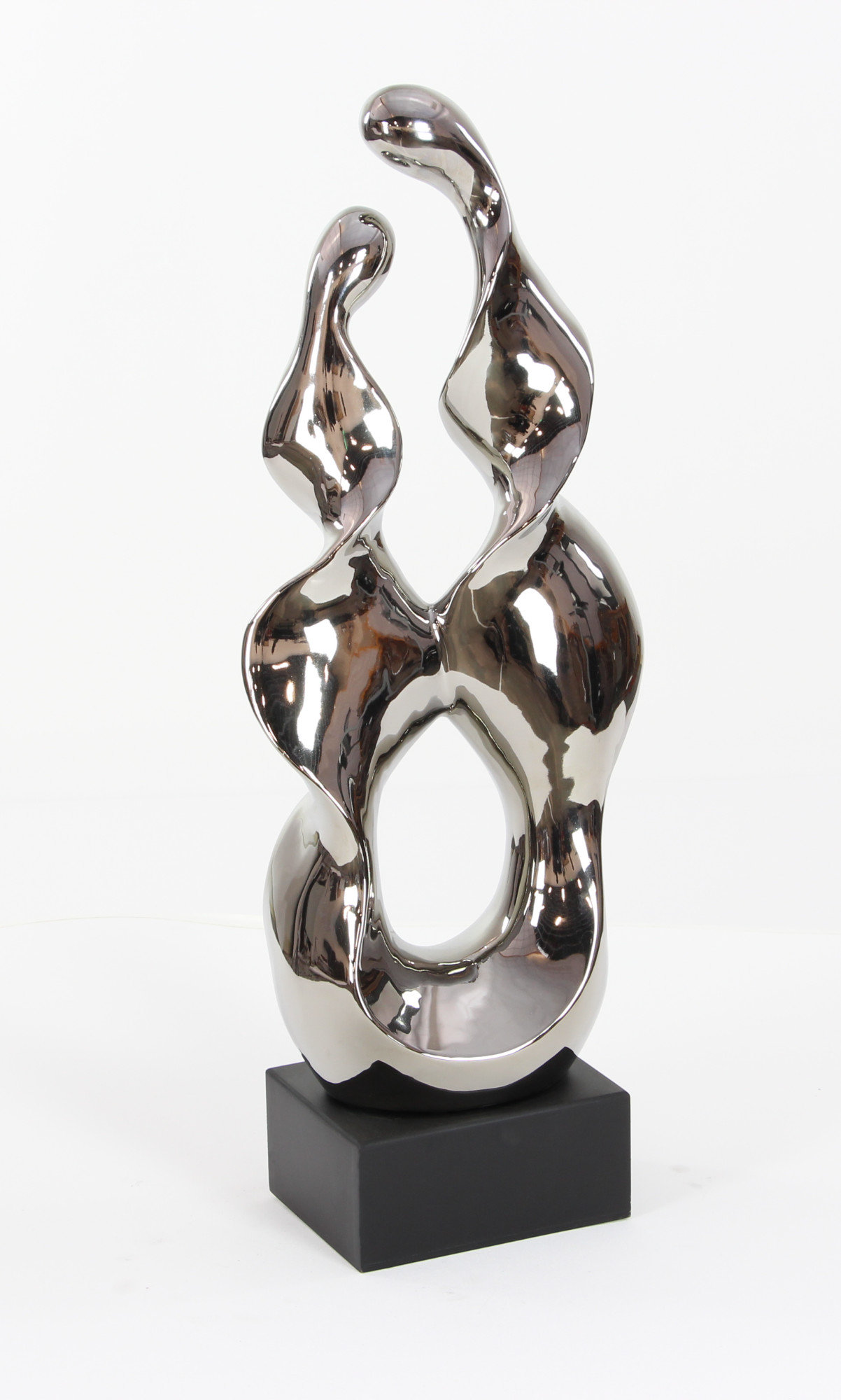 Ivy Bronx Ceramic Abstract Decorative Silver Sculpture with Black Base ...