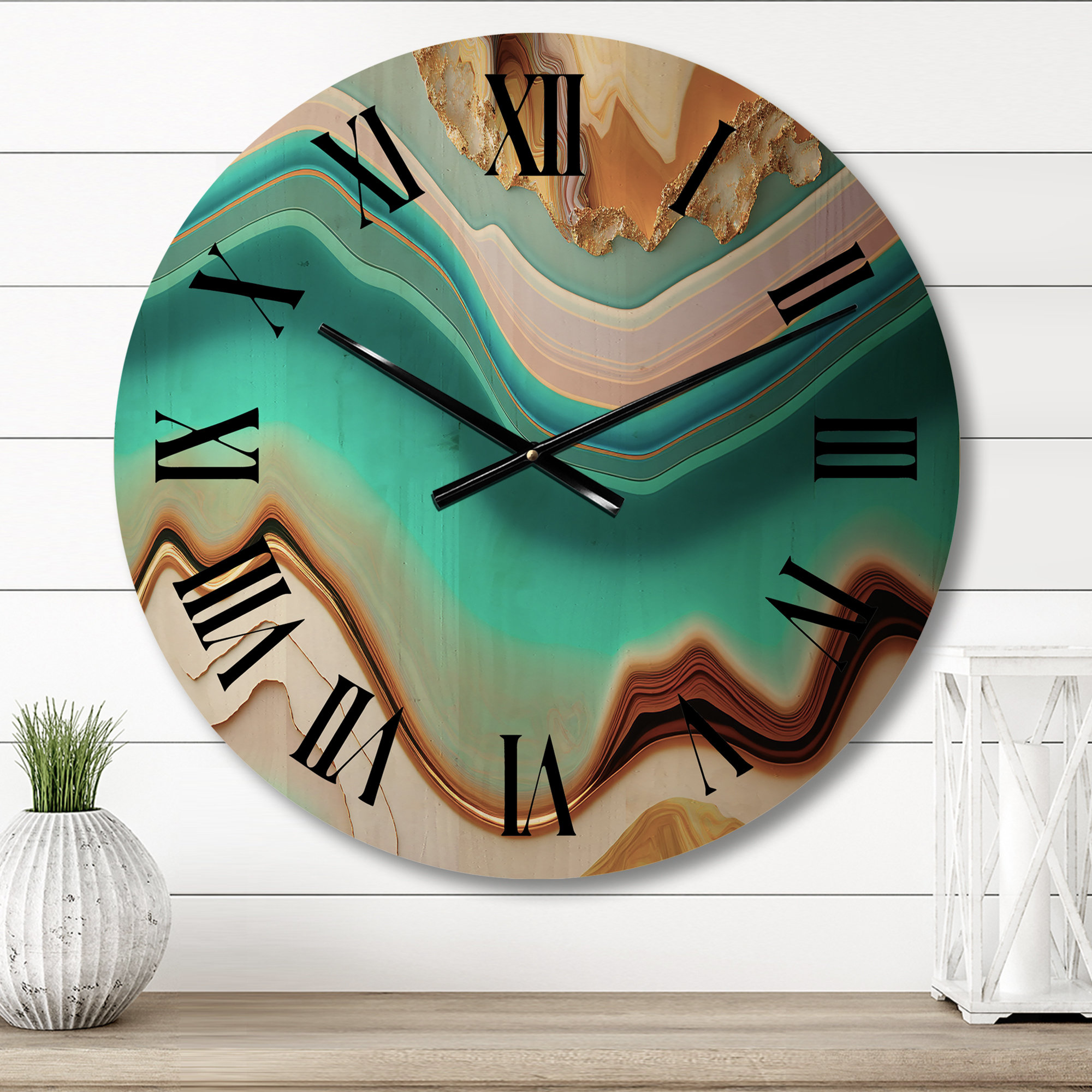 East Urban Home Liquid Harmony Gold Blue Turquoise Agate IV - Abstract ...