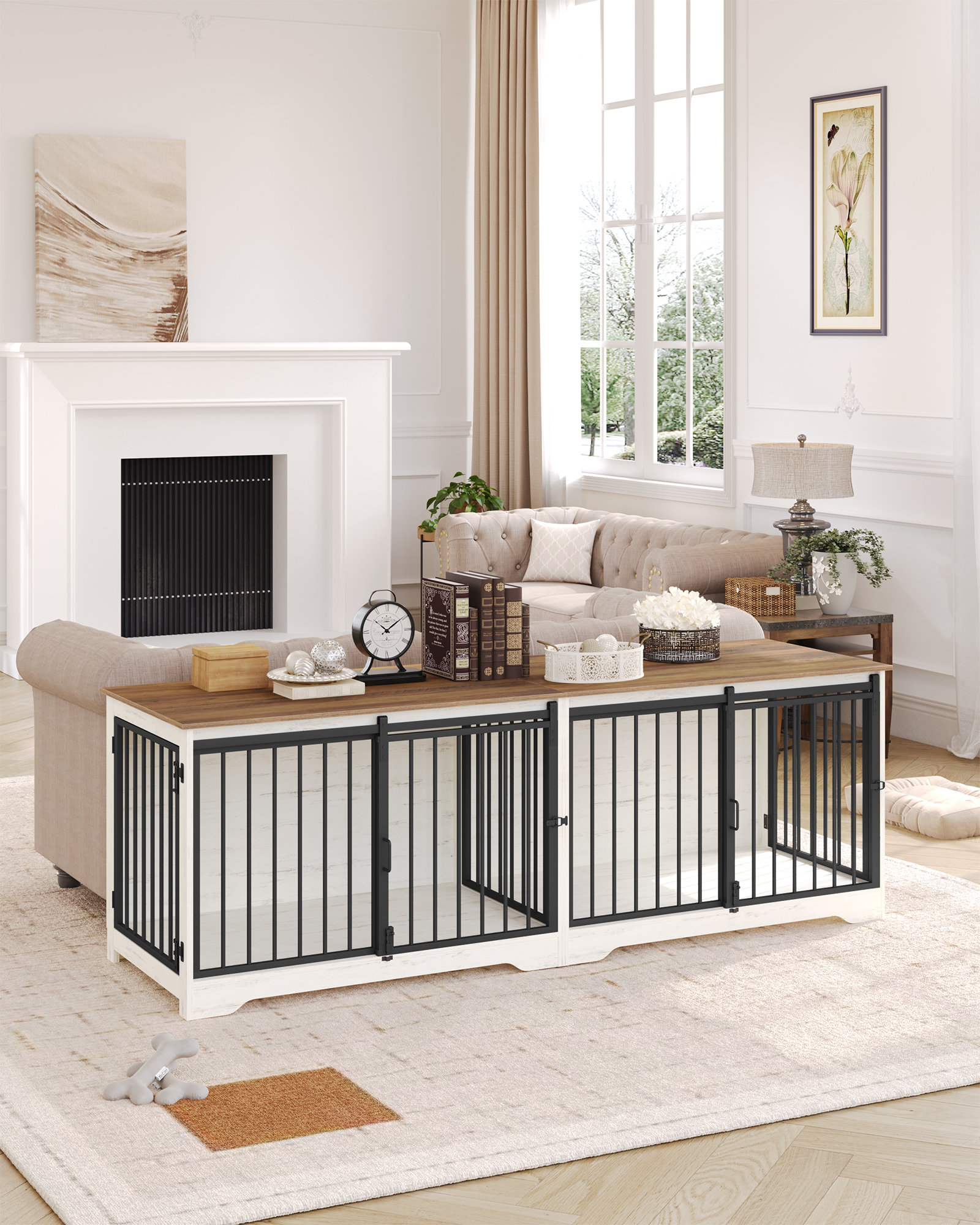 Archie & Oscar™ Millis 78“ Dog Cage Furniture for 2 Dogs, Extra Large ...