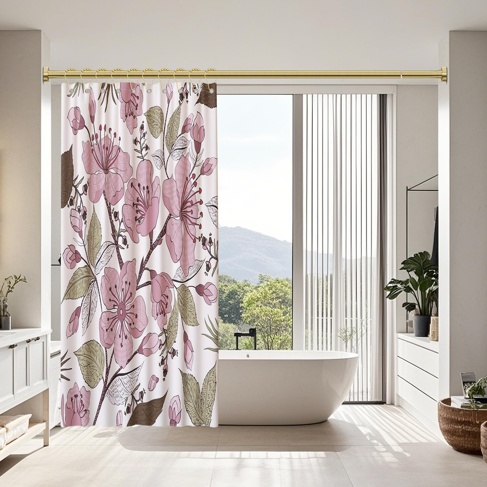 CLIBAX Tension Shower Curtain Rod Never Rust 34-96 Inches, Non-Slip No ...