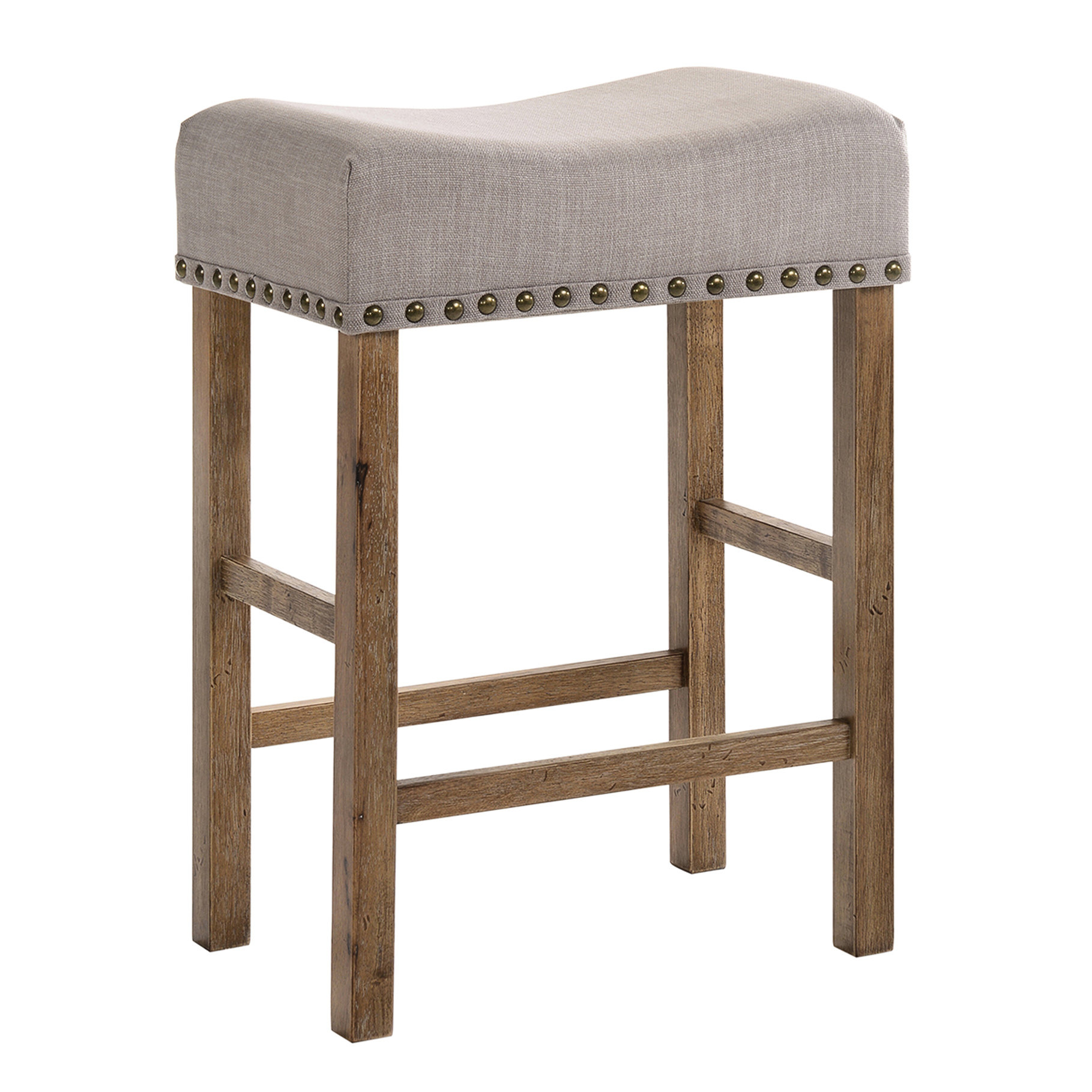 Ophelia & Co. Tan Linen Counter Height Seating - Rustic Wood & Modern ...