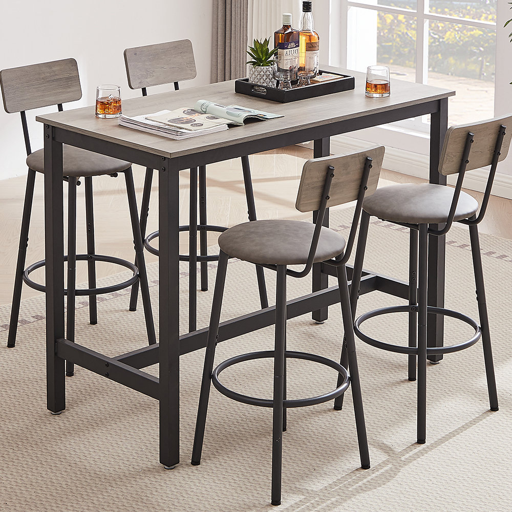 17 Stories Reames 5-Piece Bar Table Set, Counter Height Table with 4 ...