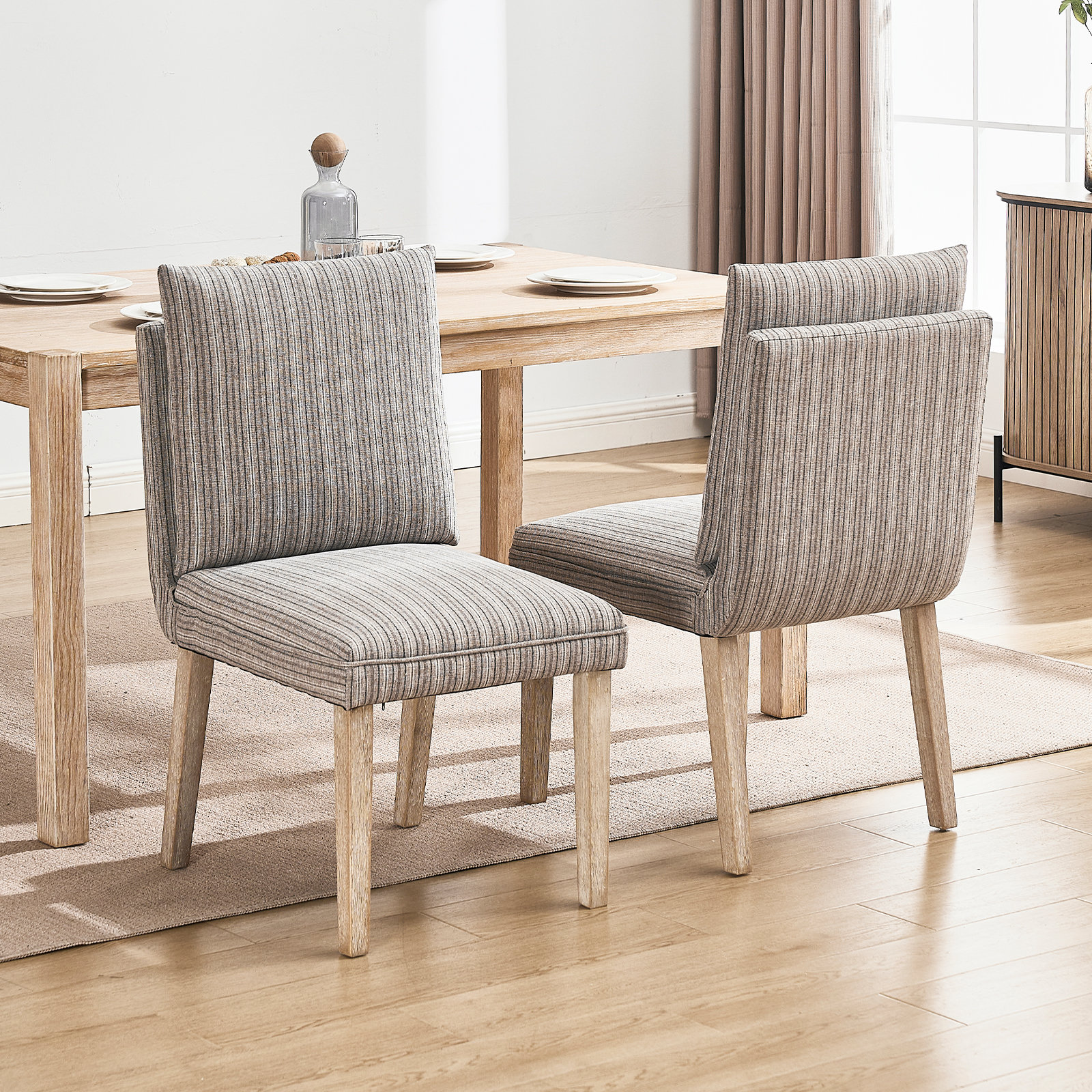 Gracie Oaks Wooden Dining Room Chairs Mid Century Upholstered Parsons ...