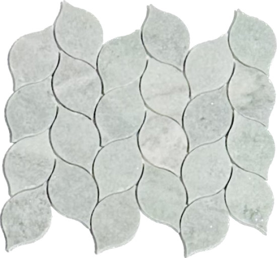 Tileville 12" x 13" Premium Ming Green Marble Leaf Pattern Mosaic Wall ...