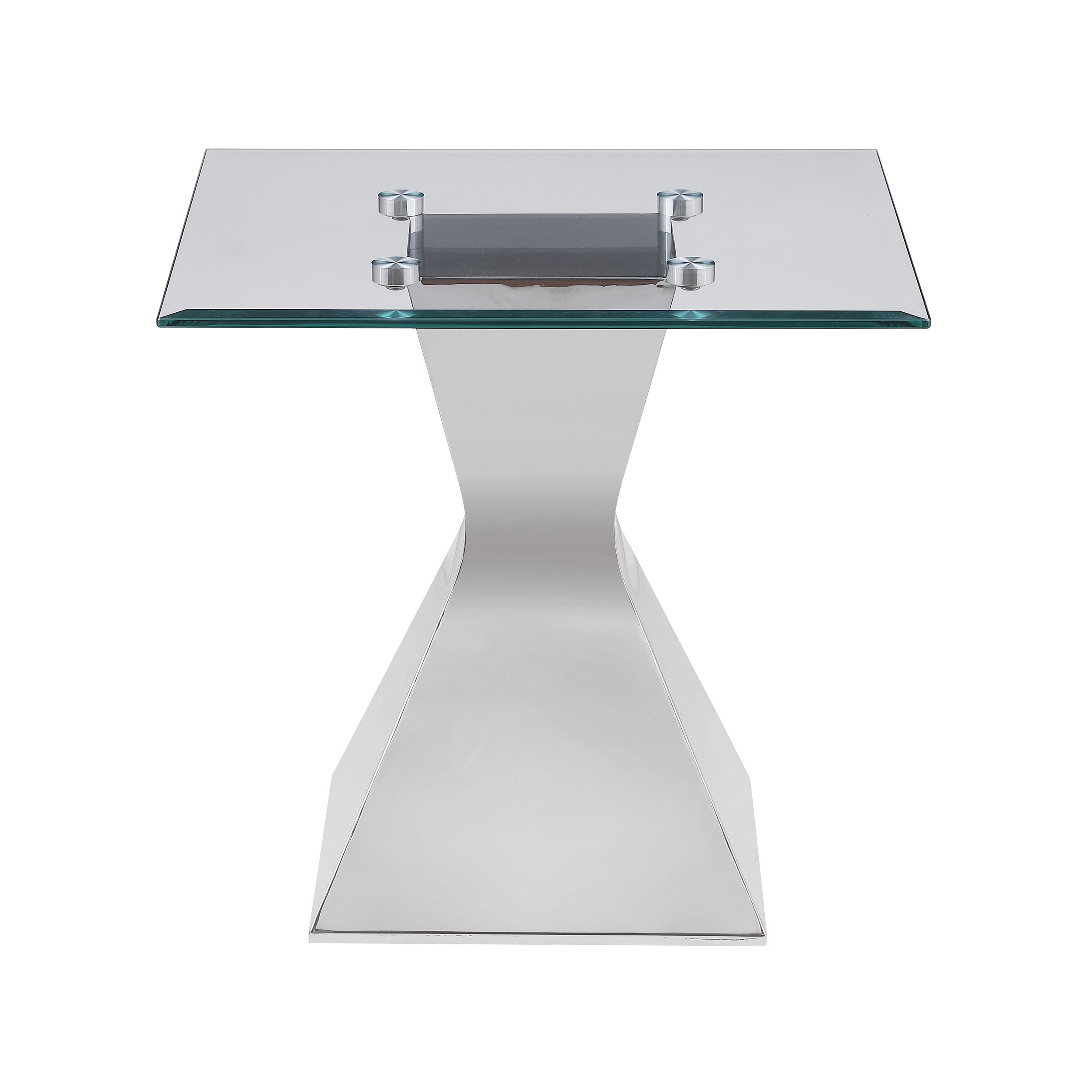 Orren Ellis Jenny Glass Top Stainless Steel Side End Table Chrome | Wayfair