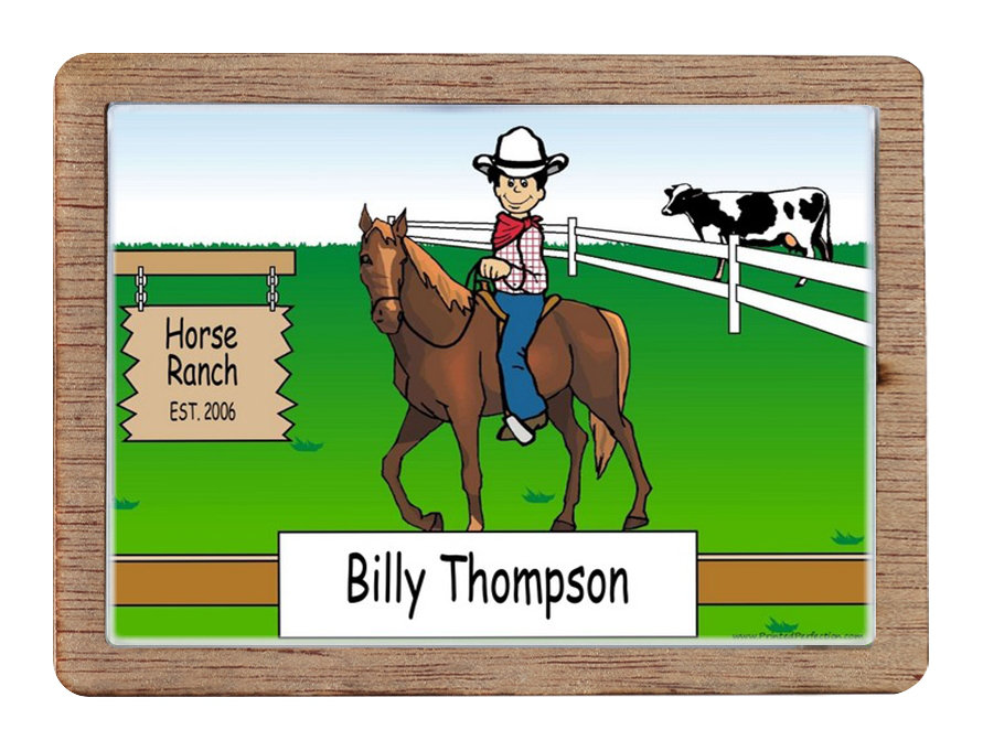 Printed Perfection Personalized Cowboy Wooden Magnet - Great Gift ...