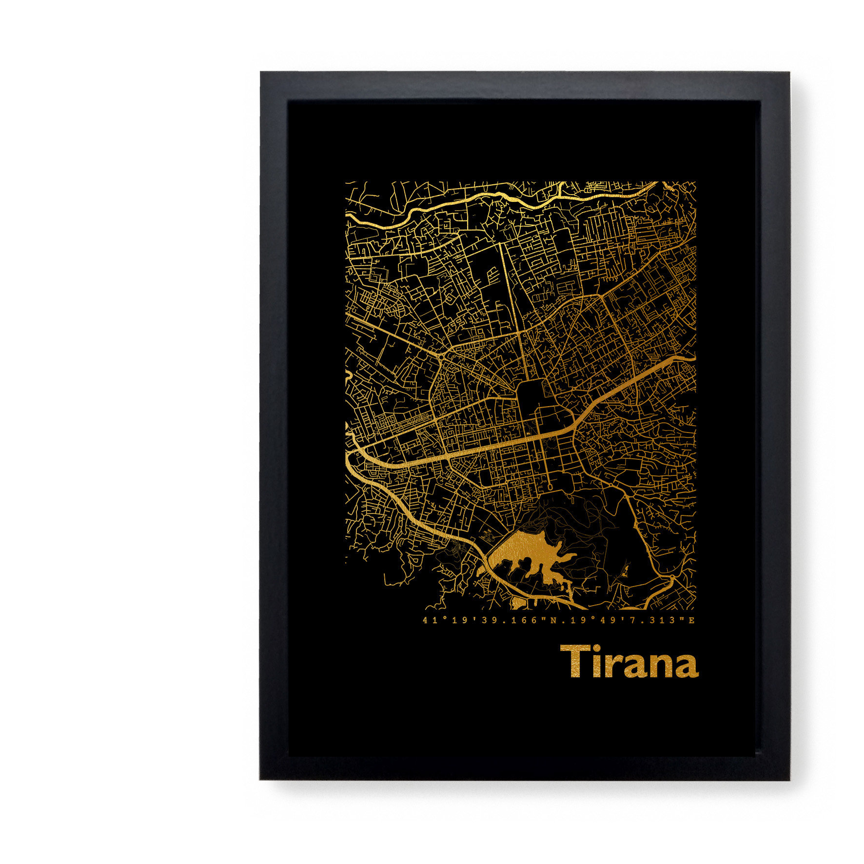 Brayden Studio Tirana Map - Picture Frame Graphic Art Print on Paper ...