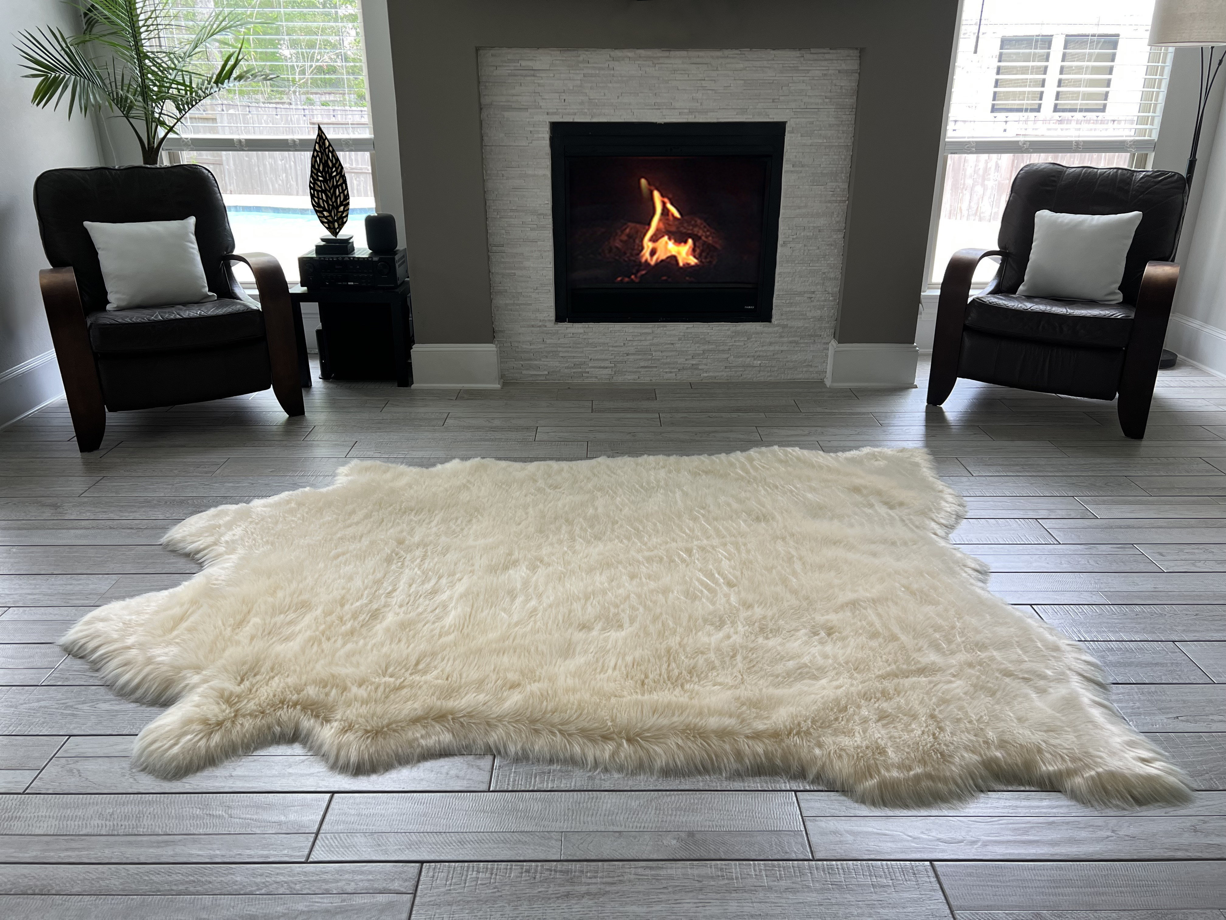 Spectrum Rugs Faux Bison Skin Fur Shag Area Rug in Cream - Wayfair Canada