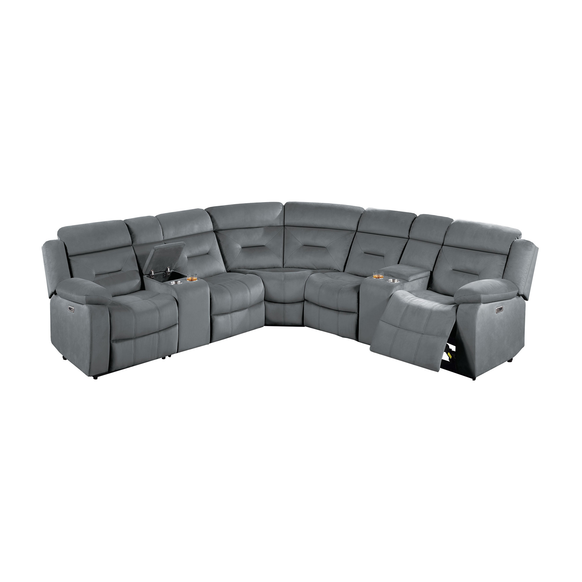 Latitude Run® Contemporary Style Power Reclining Sectional Set Two ...