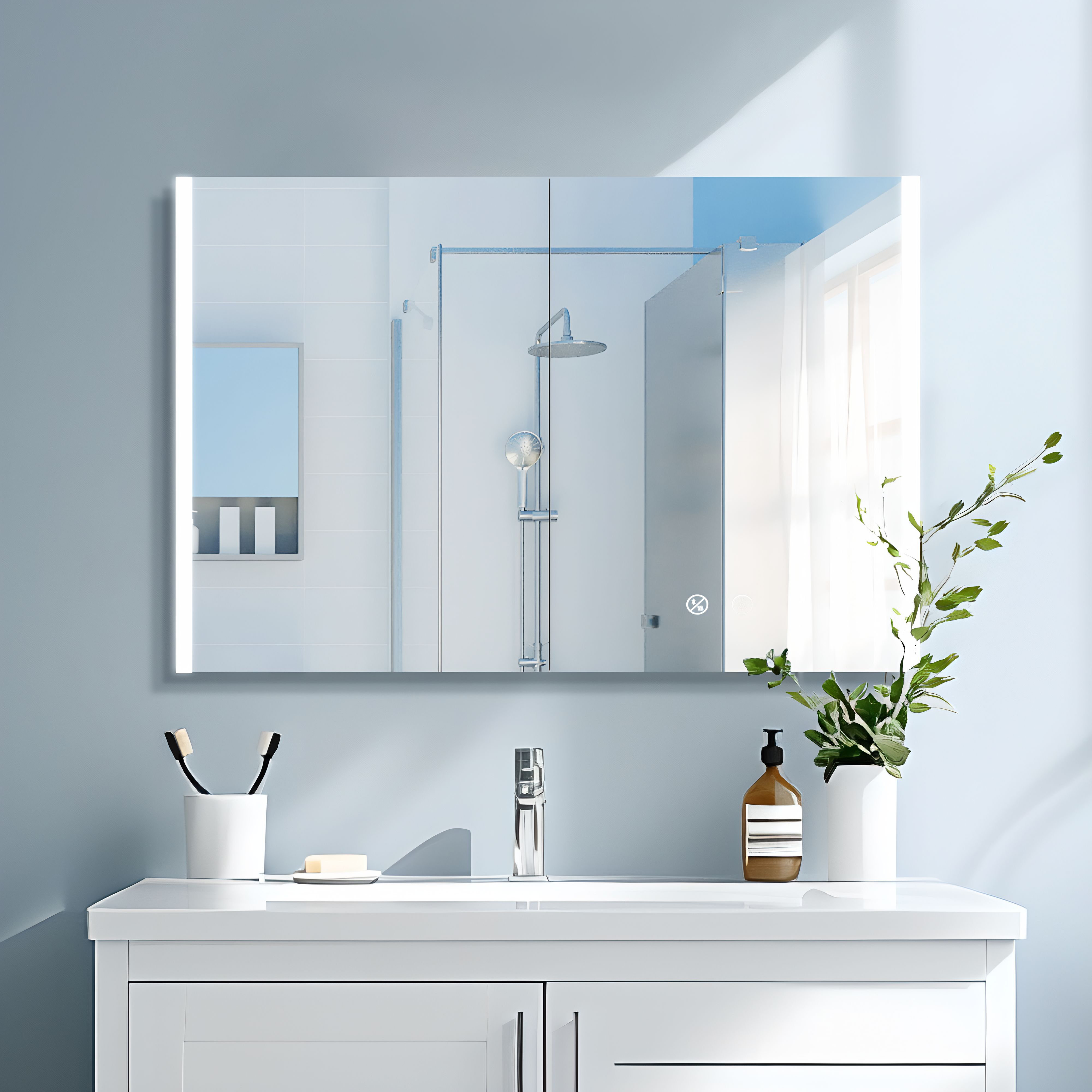 Deervalley LED Bathroom Mirror With Stepless Dimmable Wall Mirrors With ...