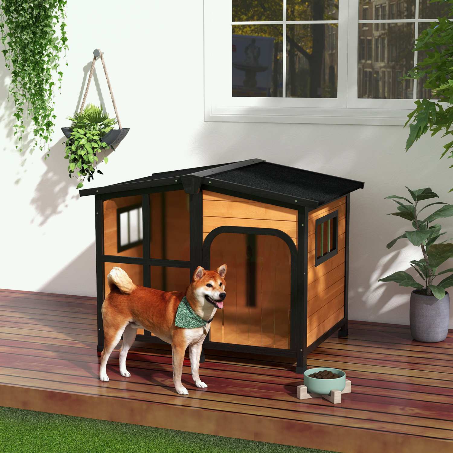 Tucker Murphy Pet™ Cabin-Style Wooden Dog House with Openable Roof and ...